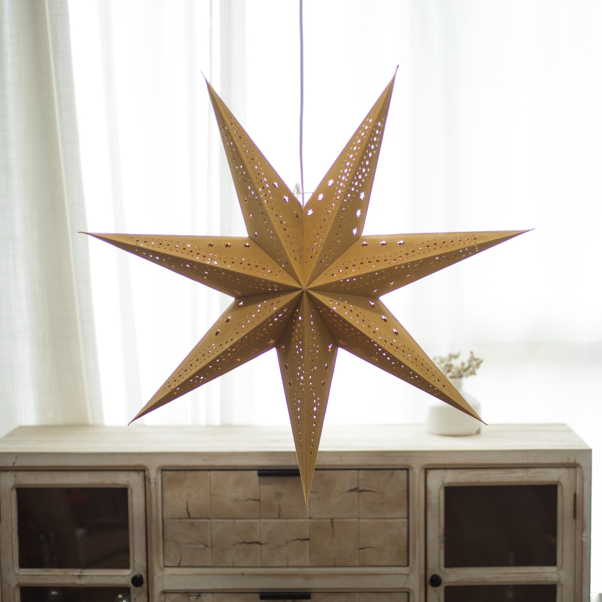 Flocking Paper Star Lantern Blue Gold Green and Gray 7 Point | Etsy