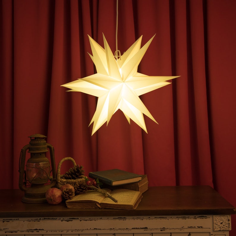 Polygonal Paper Star Lanterns White Hanging Star Lamp | Etsy