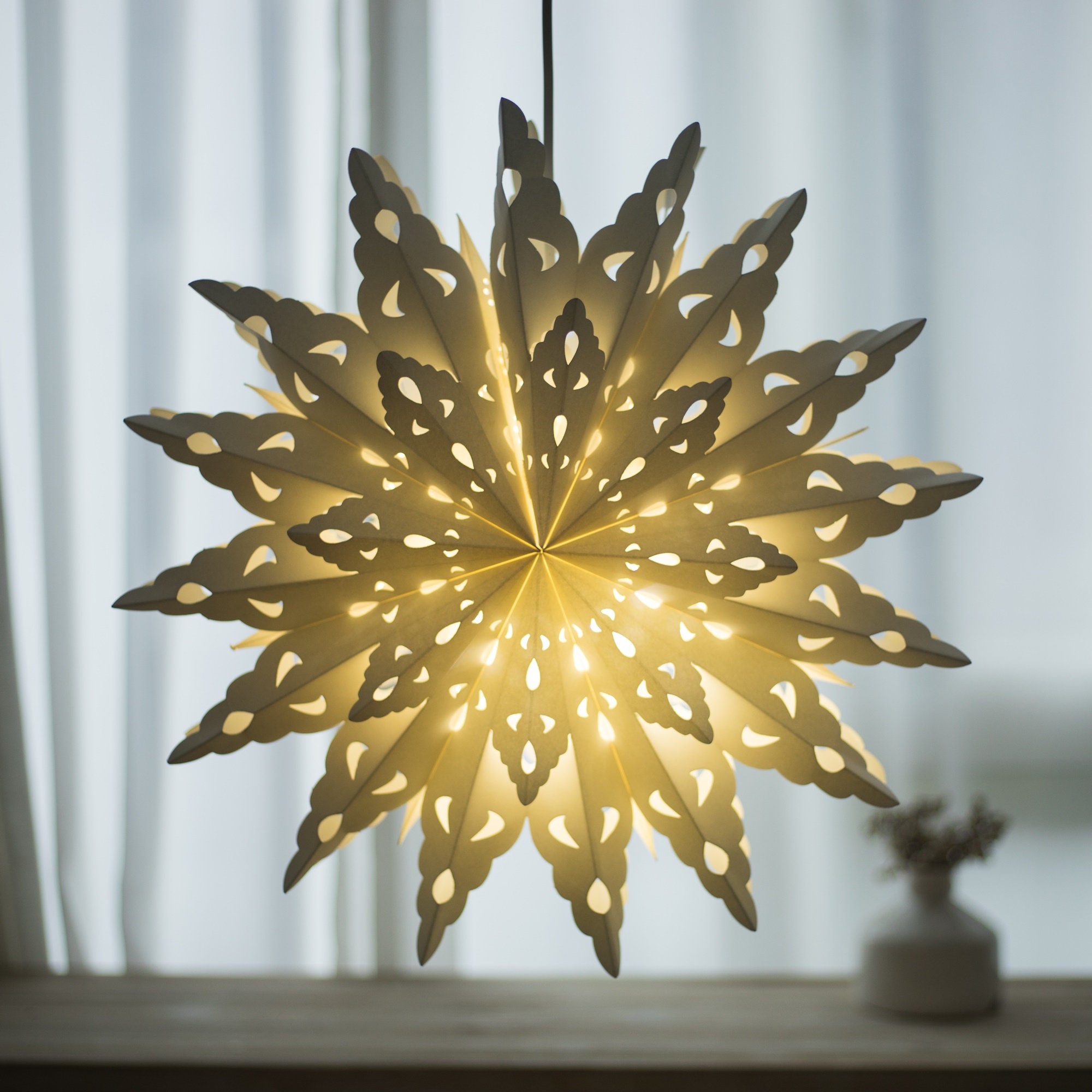 14inch Paper Snowflake Lanterns white Hanging Star Lampshade - Etsy