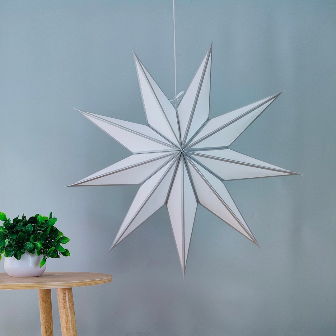 Sliver Edge Hanging Star Lights , 23" Paper Star Lamps , Wedding &party ...