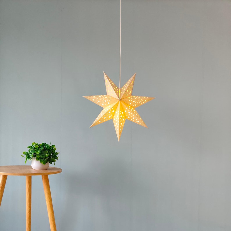 Gold & Silver Paper Star Lantern,17" and 29" Hanging Star Lights ...