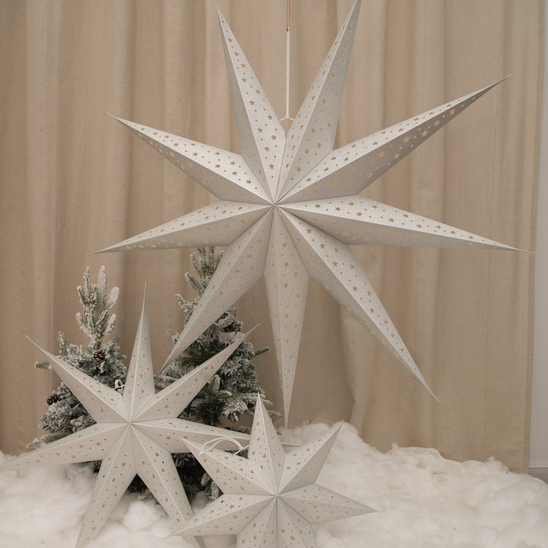Large Paper Star Lantern Lamqvrid , Gold & Silver Hanging Wedding Decor ...