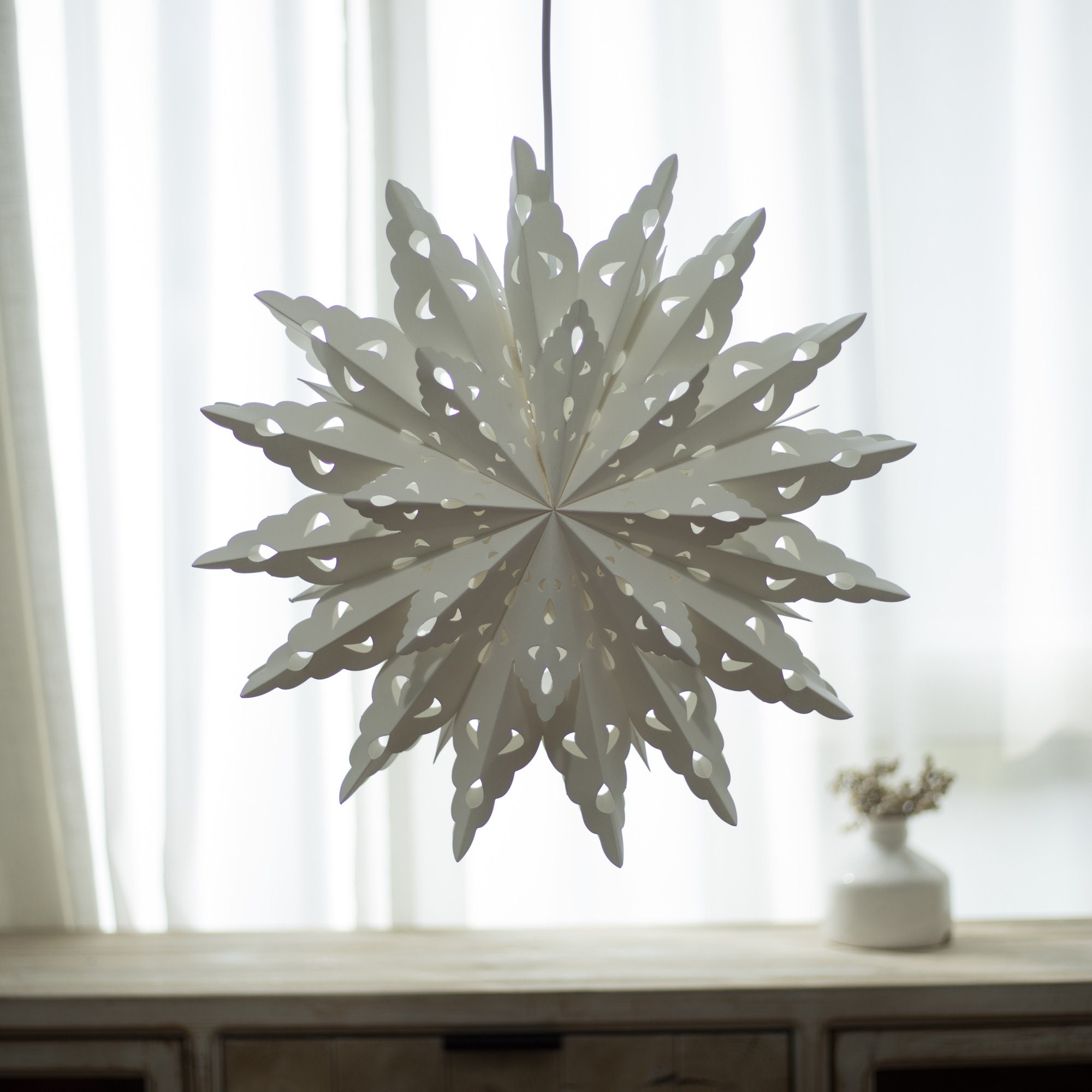 14inch Paper Snowflake Lanterns white Hanging Star Lampshade - Etsy