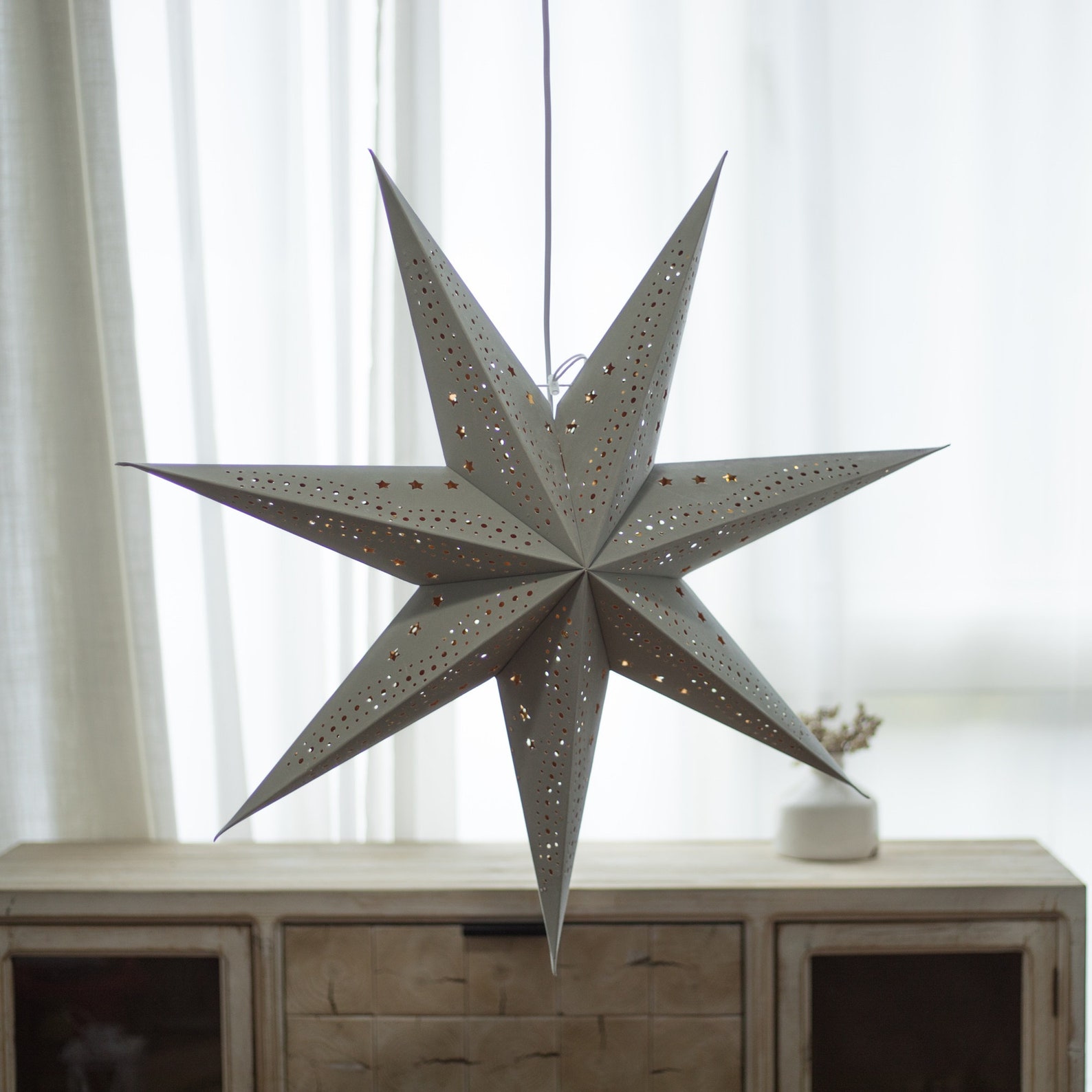 Flocking Paper Star Lantern Blue Gold Green and Gray 7 Point | Etsy