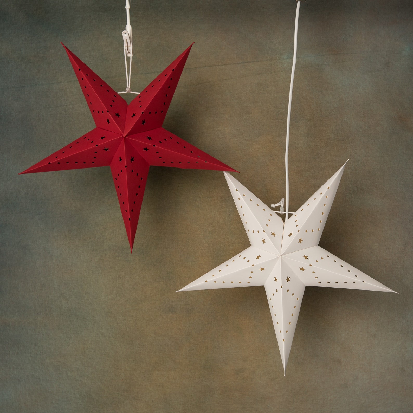 5 Pointed Star Lanterns 2PCS White Paper Star Lanterns - Etsy