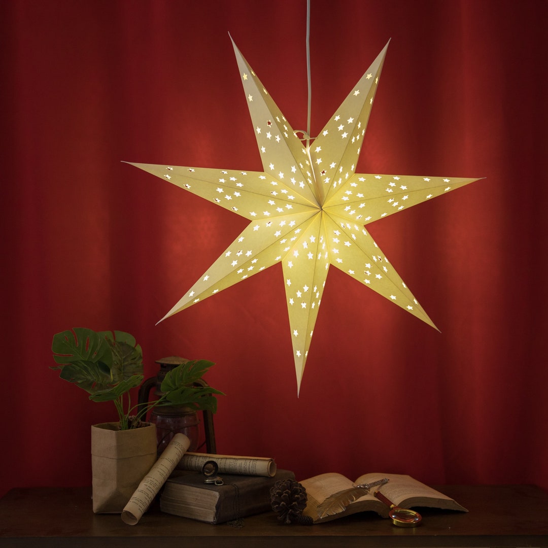 7-pointed Paper Star Lanterns , White Hanging Star Lights , Lucky Star ...
