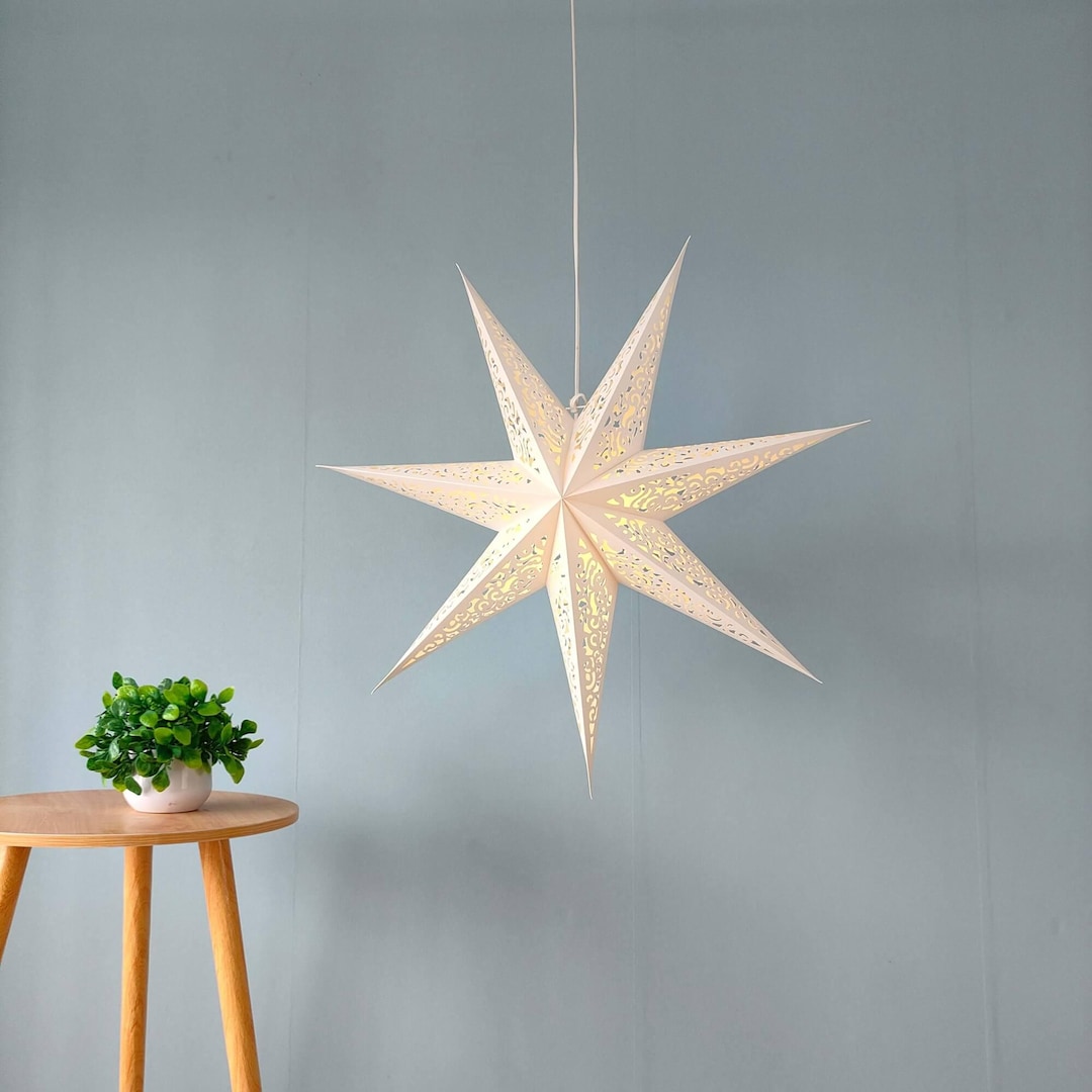 Lamqvrid White Paper Star Lantern – 29 Inch and 17 Inch,elegant Cut-out ...