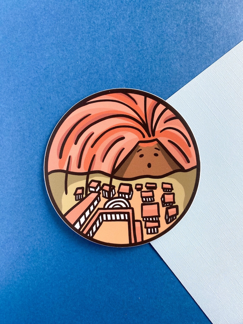 Pompeii With Cartoon Mount Vesuvius Volcano Sticker Ancient - Etsy