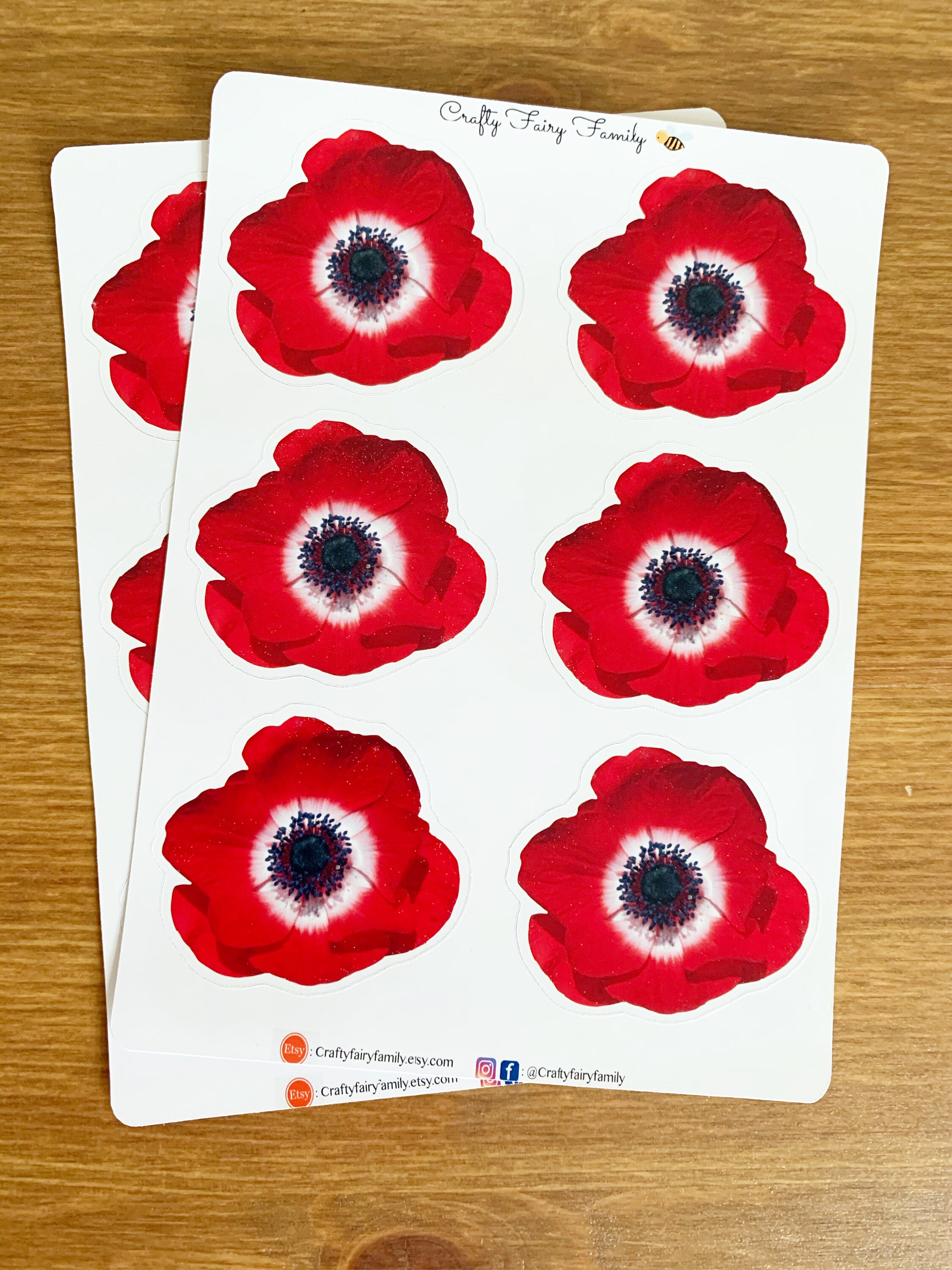 Poppy Flower Stickers Remembrance Day - Etsy