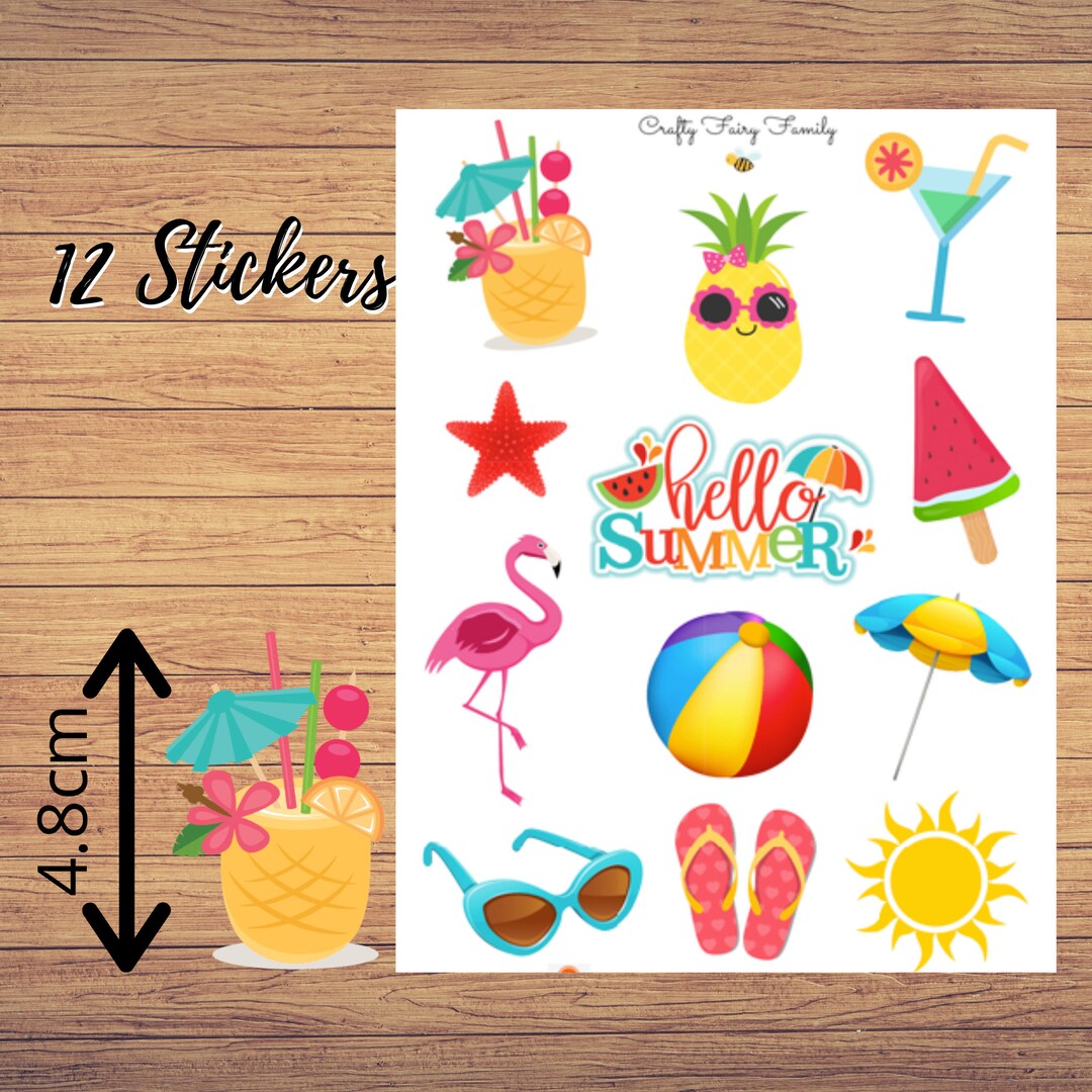 Cute Summer Planner Stickers - Holiday Sun Travel Fun Sticker- Erin ...