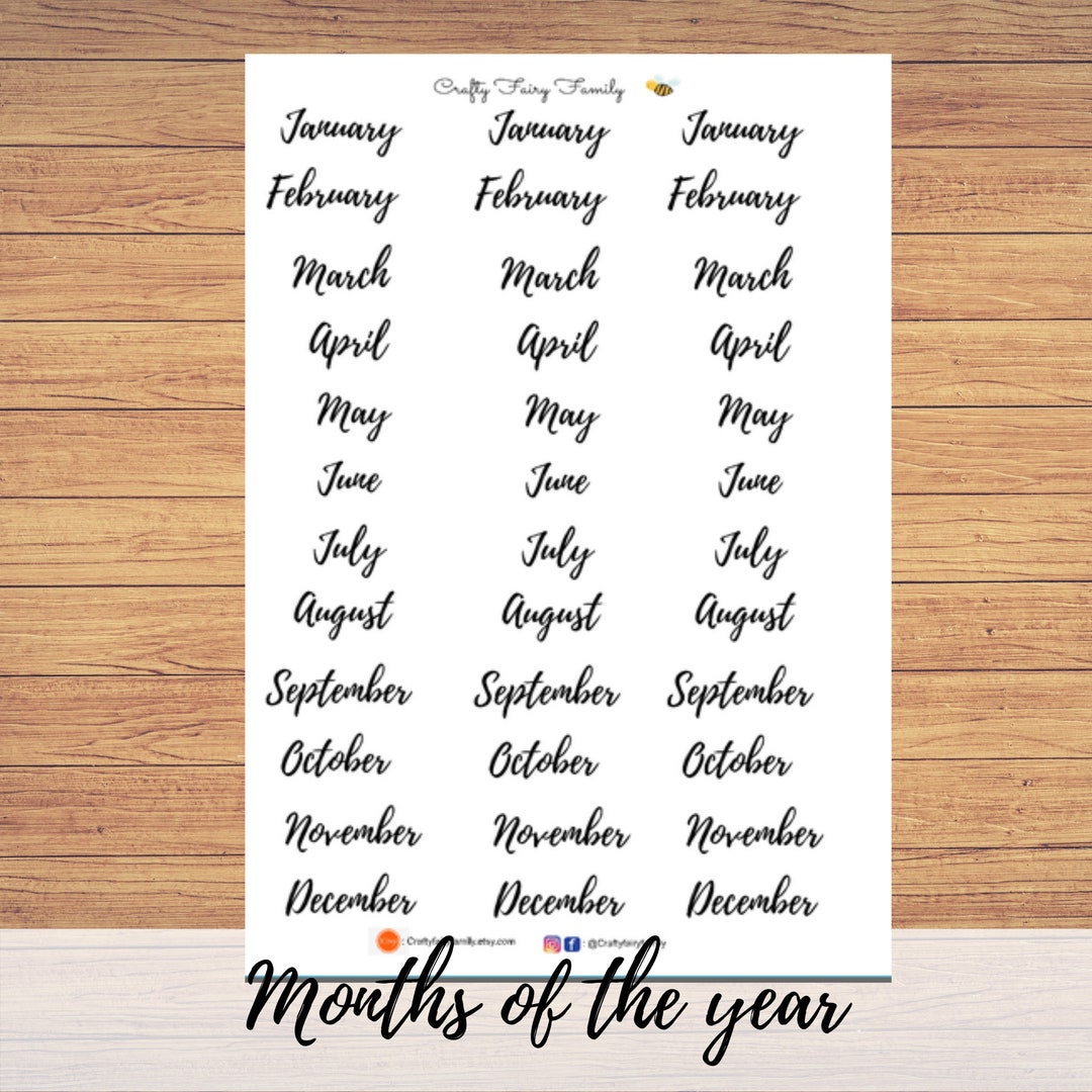 Months of the Year, Planner Stickers, Script Stickers, Erin Condren ...