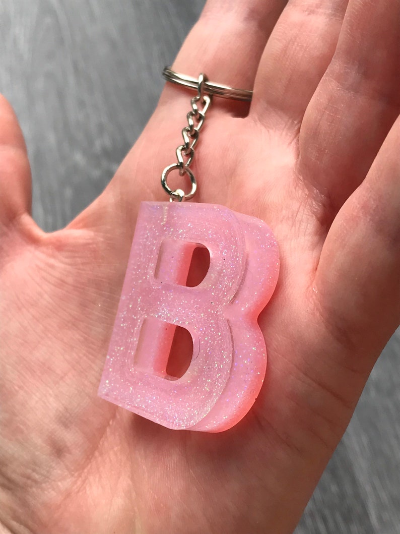 Light Pink Initial / Letter B E G K Keyrings All | Etsy
