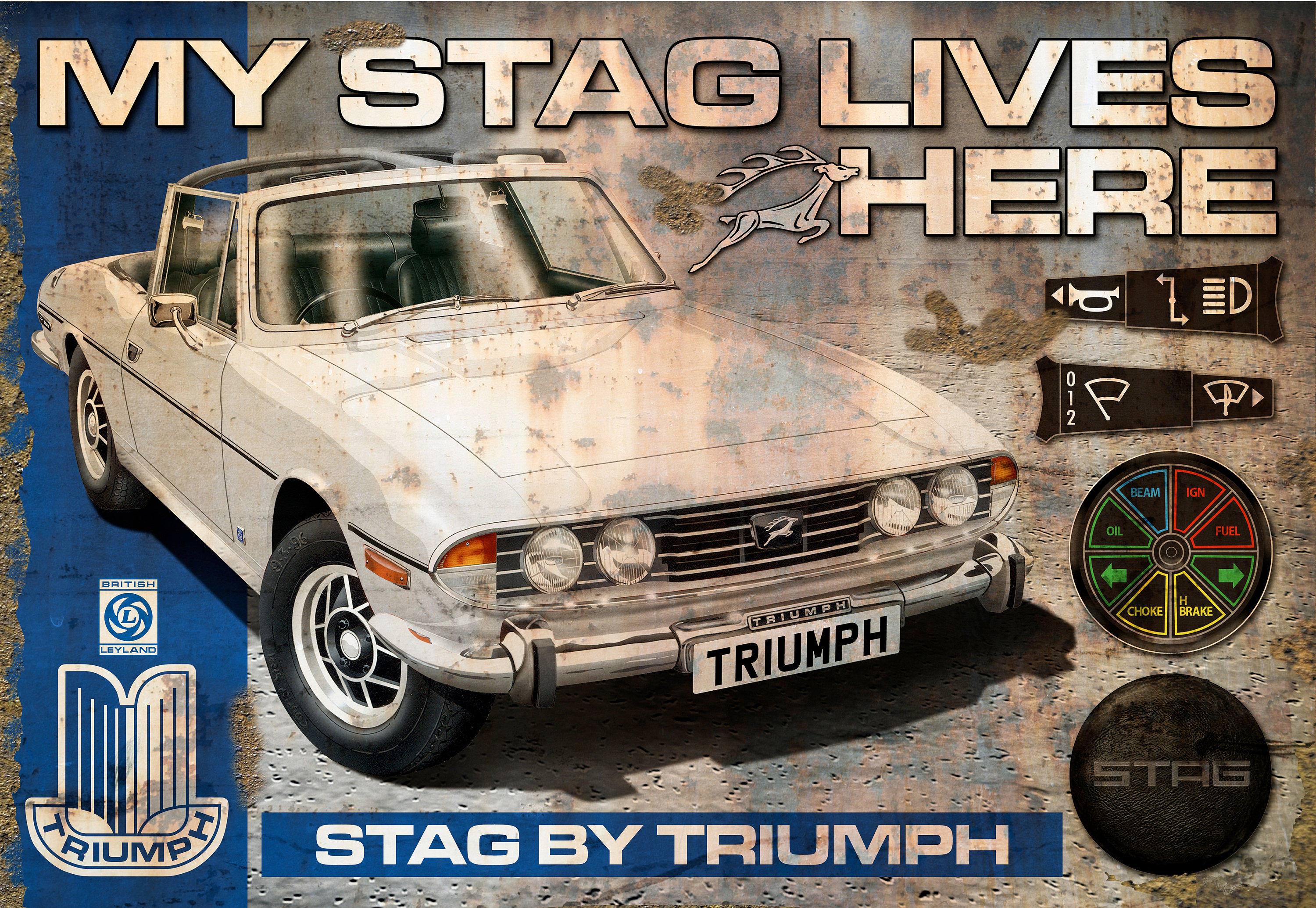 NEW Triumph Stag 'rusty' Garage Wall Sign. 12 - Etsy