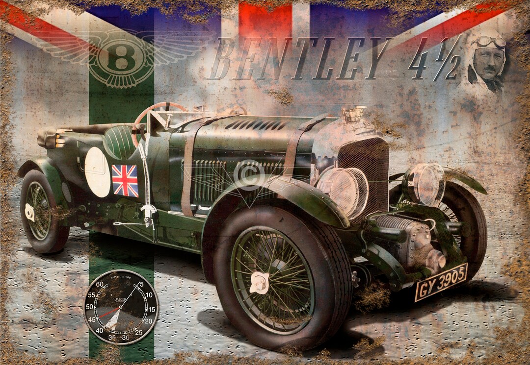Blower Bentley 1930 'rusty' Airbrush Art Garage Wall Sign on Metal ...