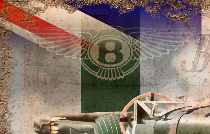Blower Bentley 1930 'rusty' Airbrush Art Garage Wall Sign on Metal ...