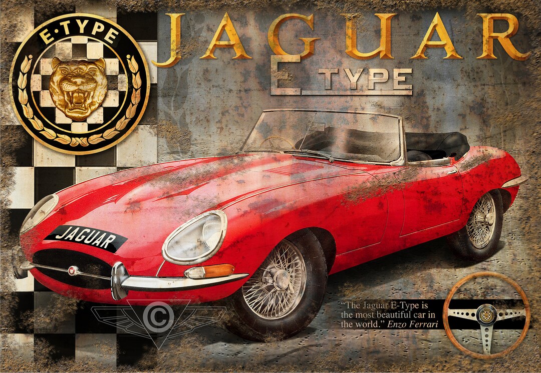 Stunning 'rusty' E Type Jaguar Garage Art. Incredible and Steeped in E ...