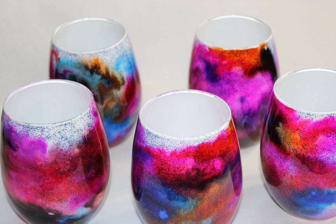 Stemless Wine Glass - Alcohol Ink (nebula - Deep Space ) - Etsy