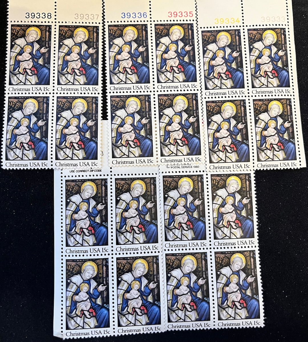 20 Christmas: Stained Glass Pack of 20 Unused Vintage issued 1980 U.S ...