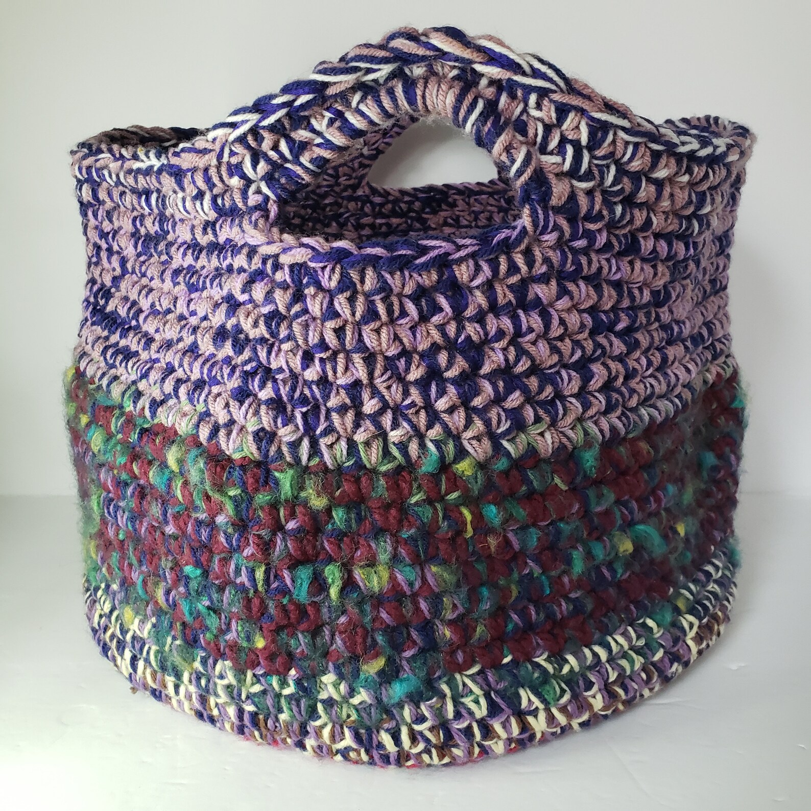 Handmade Crochet Tote/basket With Handles Multi-use Purple C4 - Etsy