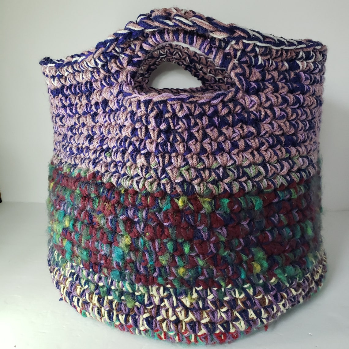 Handmade Crochet Tote/basket With Handles Multi-use Purple C4 - Etsy