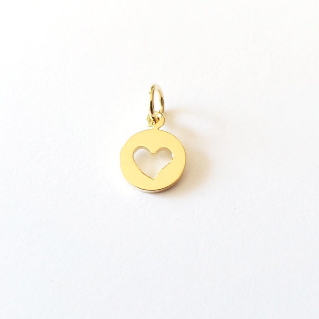 Tiny Disk With Heart Cutout Charm Only 24k Vermeil - Etsy