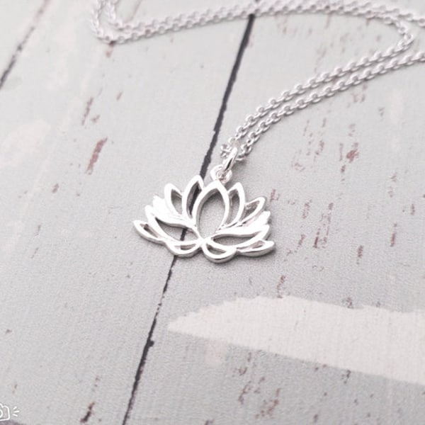 Sterling Silver Lotus Flower Necklace - Etsy