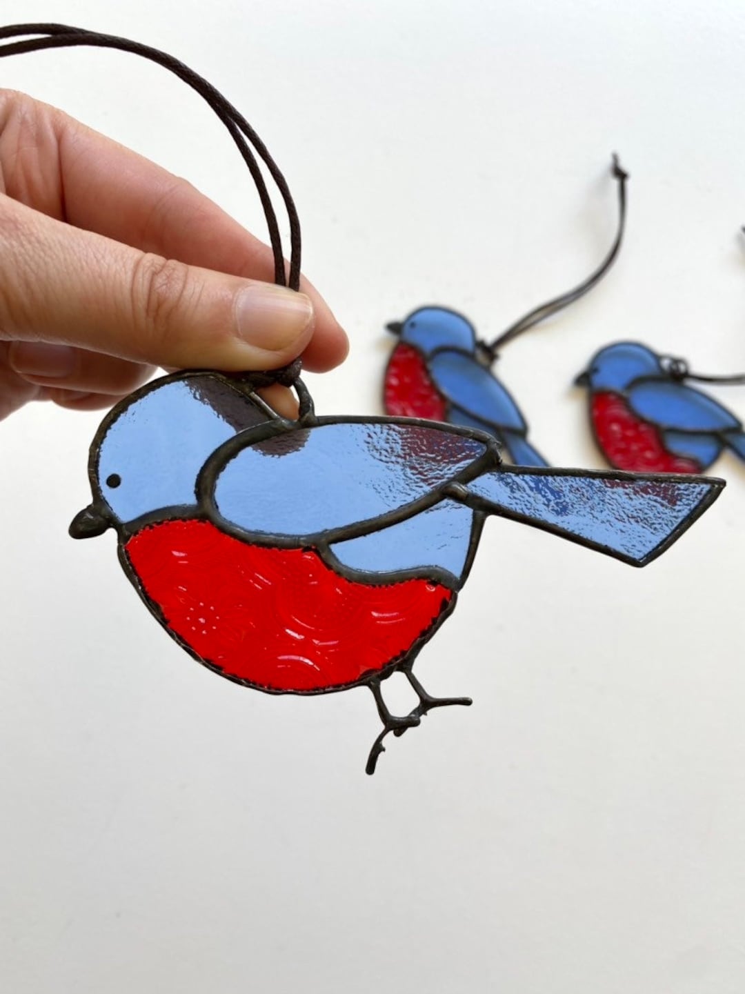 Leadlight Red Robin Bird Suncatcher / Christmas Ornament / Stained ...