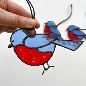 Leadlight Red Robin Bird Suncatcher / Christmas Ornament / Stained ...