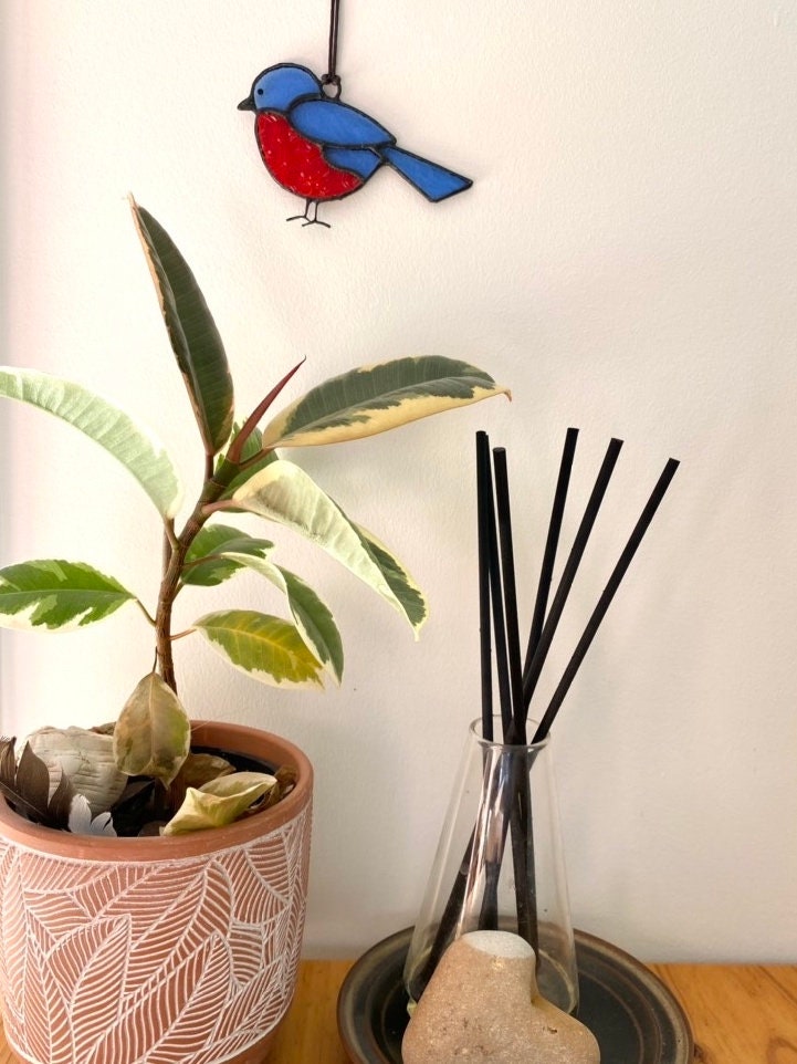 Leadlight Red Robin Bird Suncatcher / Christmas Ornament / Stained ...