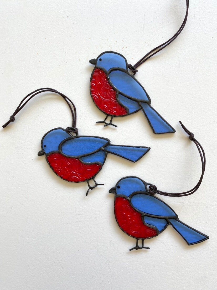 Leadlight Red Robin Bird Suncatcher / Christmas Ornament / Stained ...