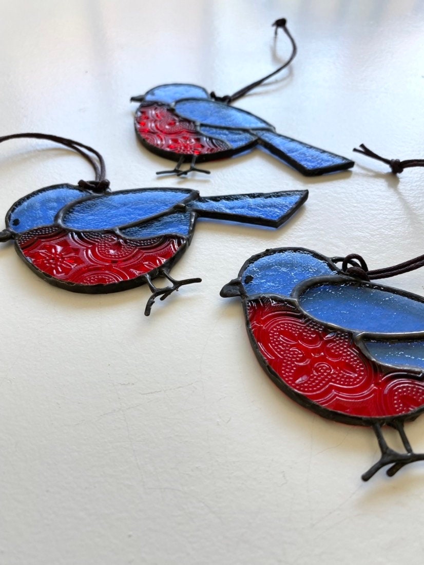 Leadlight Red Robin Bird Suncatcher / Christmas Ornament / Stained ...