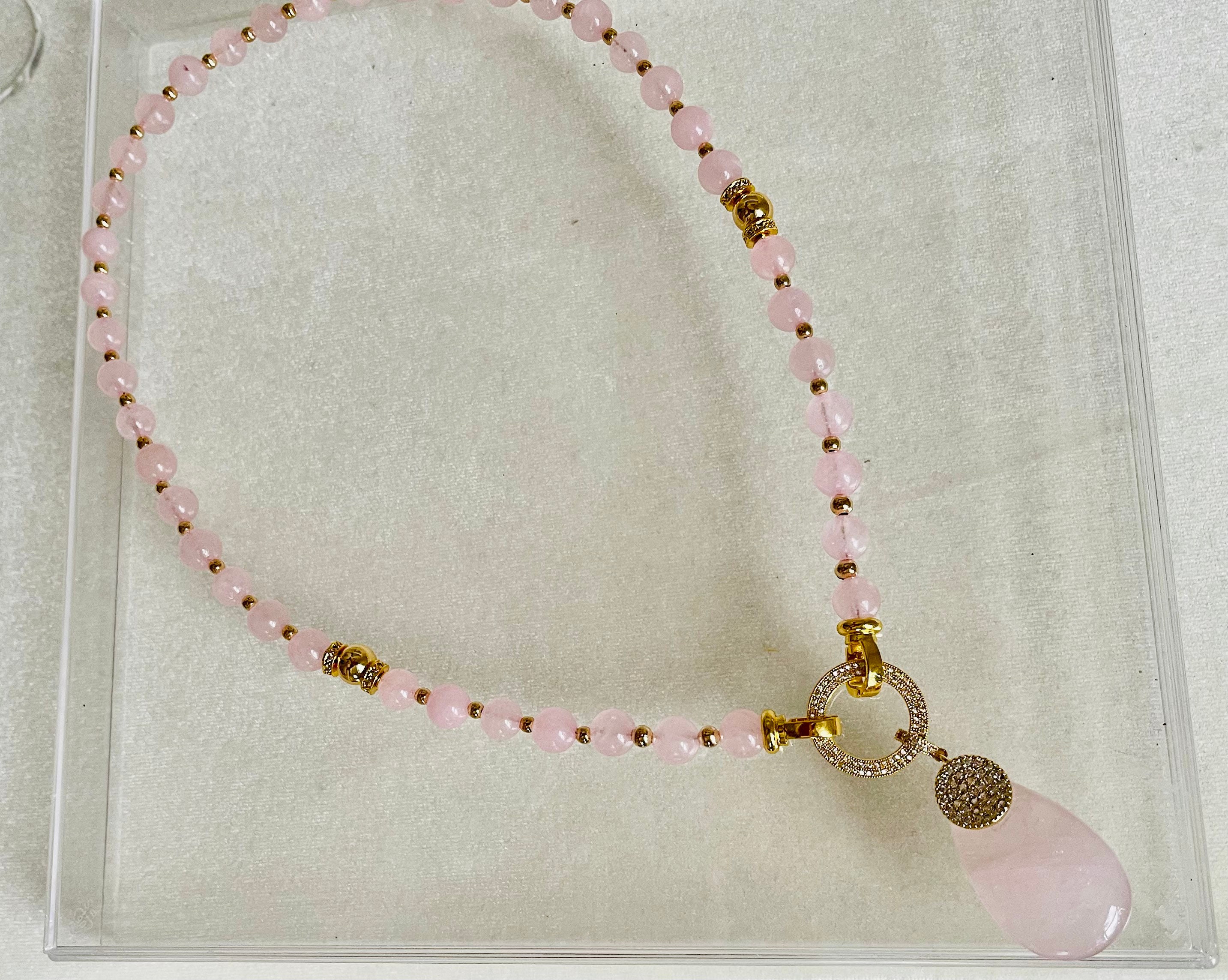 Womens Natural Rose Quartz Stone 8 Mm 18 K Gold Plated - Etsy