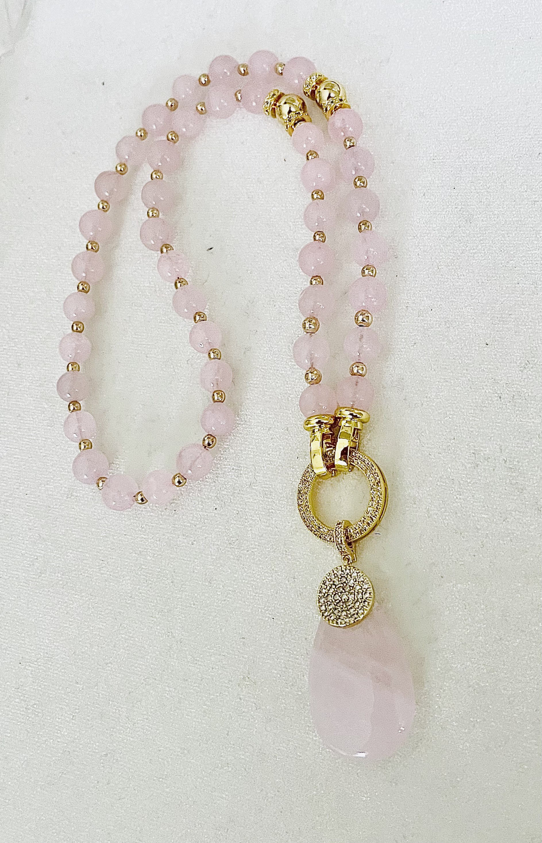 Womens Natural Rose Quartz Stone 8 Mm 18 K Gold Plated - Etsy