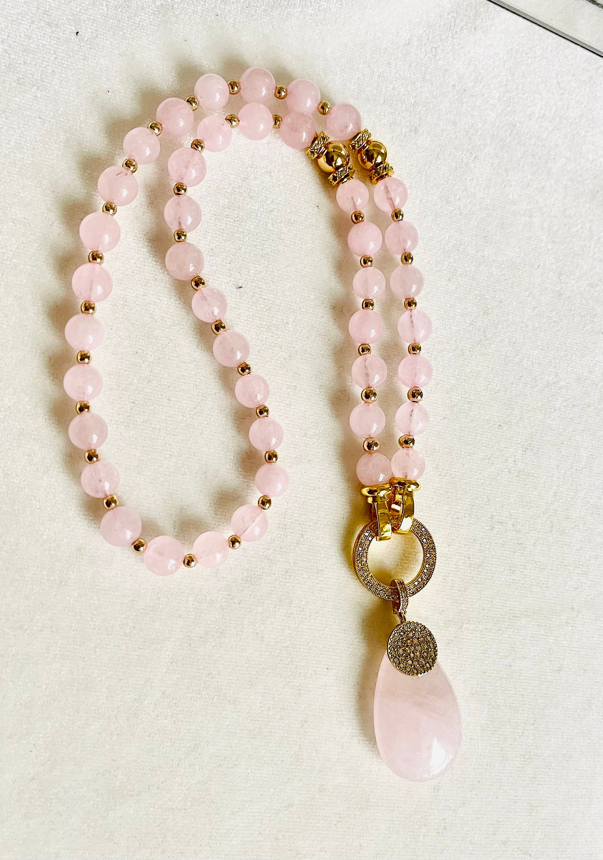 Womens Natural Rose Quartz Stone 8 Mm 18 K Gold Plated - Etsy