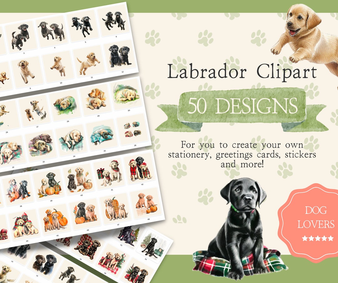 Labrador Clip Art Labrador Retriever Dog Clip Art Seasonal - Etsy
