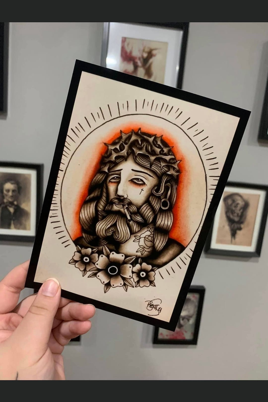 Emo Jesus American Traditional Print - Etsy