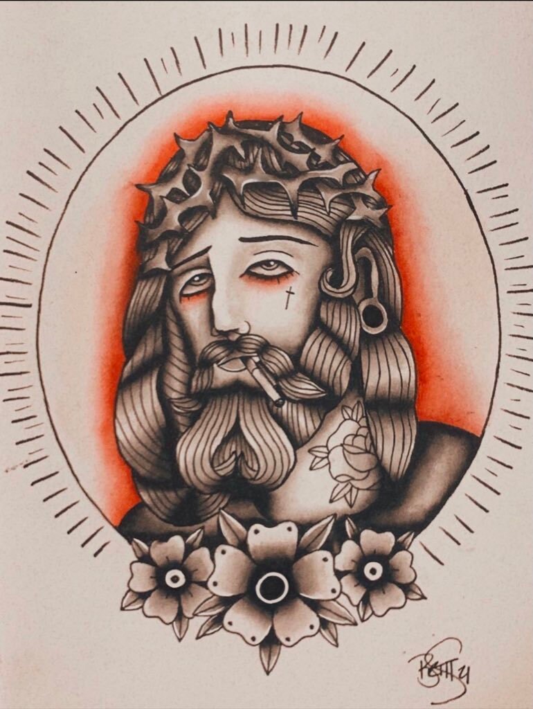 Emo Jesus American Traditional Print - Etsy