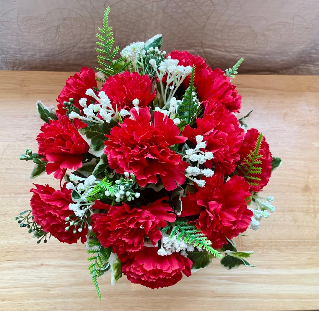 Cemetery Grave Memorial Window Sill Artificial Flower Pot Carnations ...