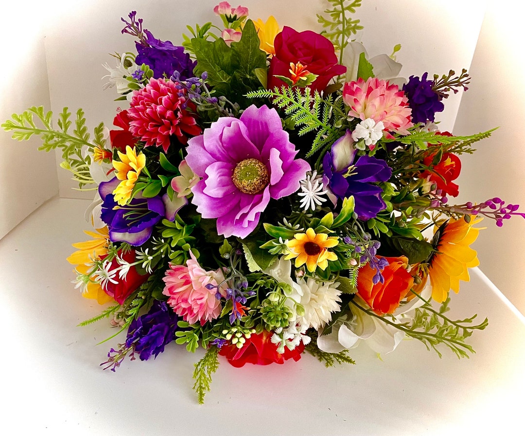 Cemetery Grave Memorial Window Sill Artificial Flower Pot Vibrant ...