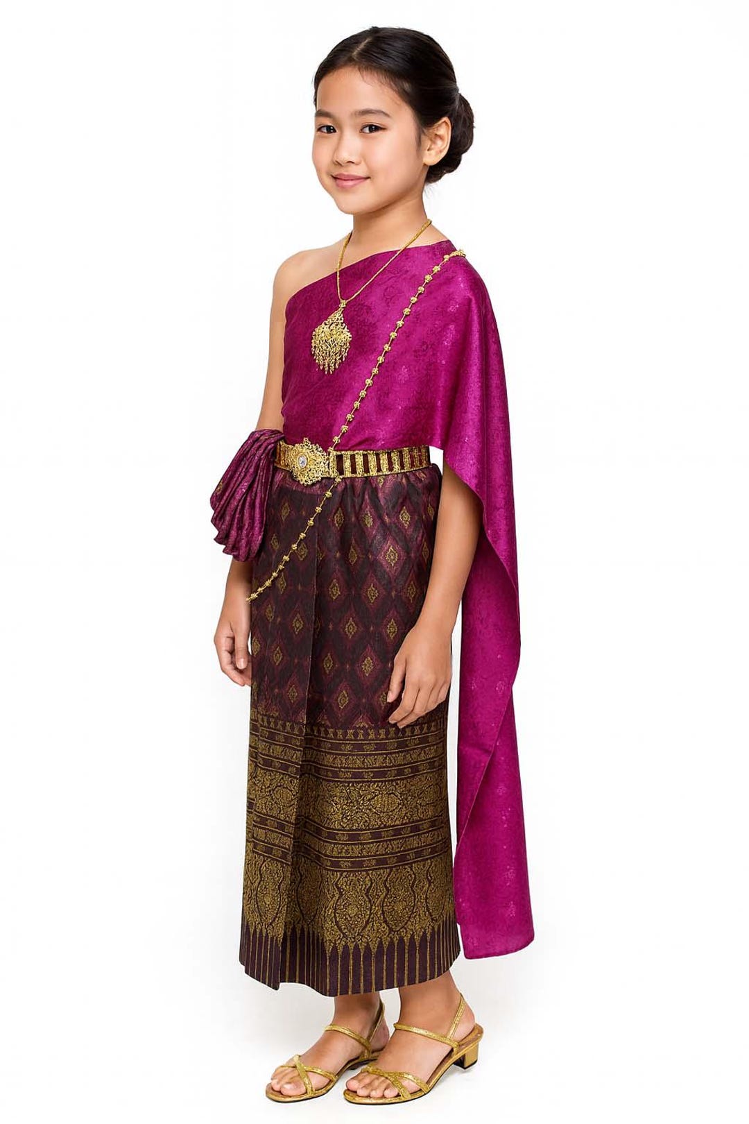 Girls Thai Silk Outfit: Formal Sarong & Sash, Kids Wedding Attire - Etsy