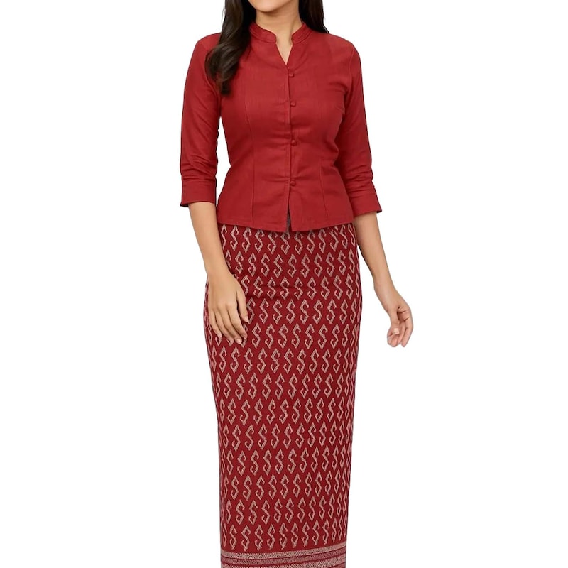 Maroon Asian Outfit - Etsy