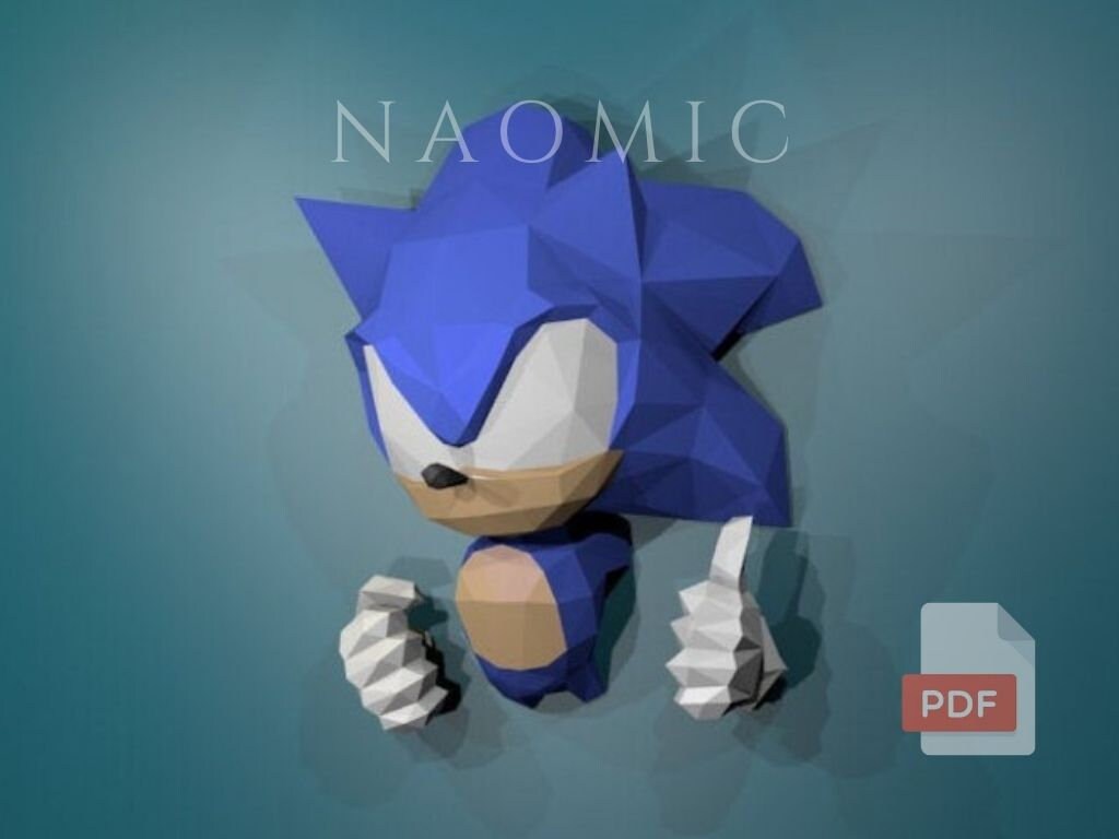 Papercraft 3D sonic wall Pdf template Low polygonal Paper - Etsy México