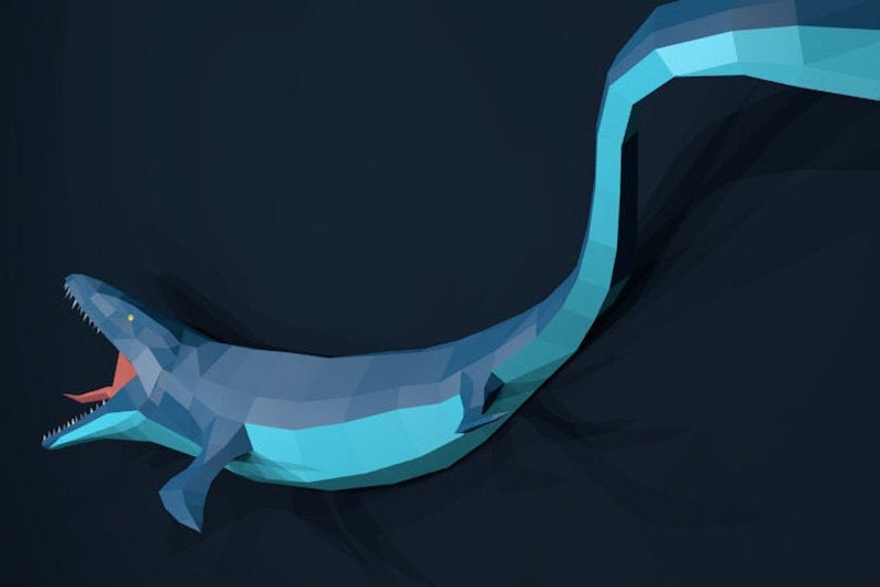 Papercraft 3D Mosasaurus wall Dinosaur Pdf template Low - Etsy México