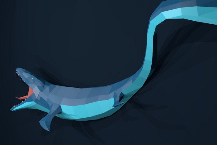 Papercraft 3D Mosasaurus wall Dinosaur Pdf template Low - Etsy México