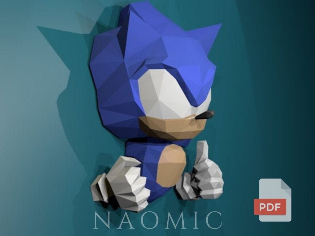 Papercraft 3D sonic wall Pdf template Low polygonal Paper - Etsy México