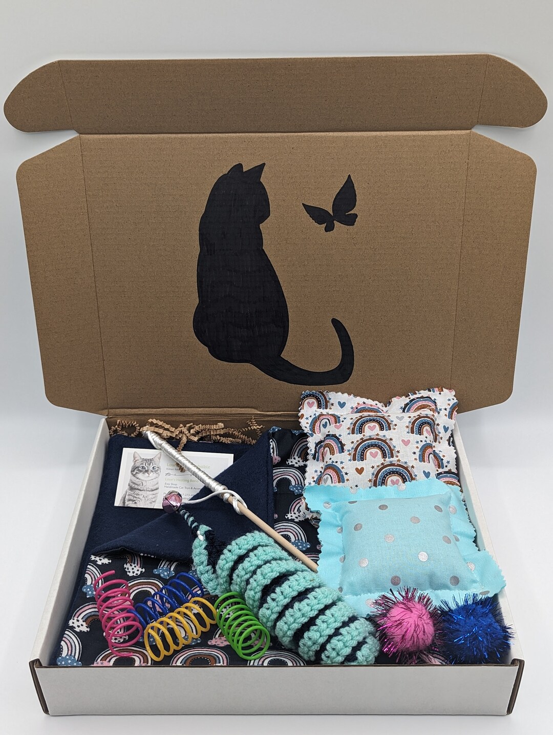 Rainbow Handmade Catnip Toy Gift Box, Catnip Toy Box, Birthday Box ...