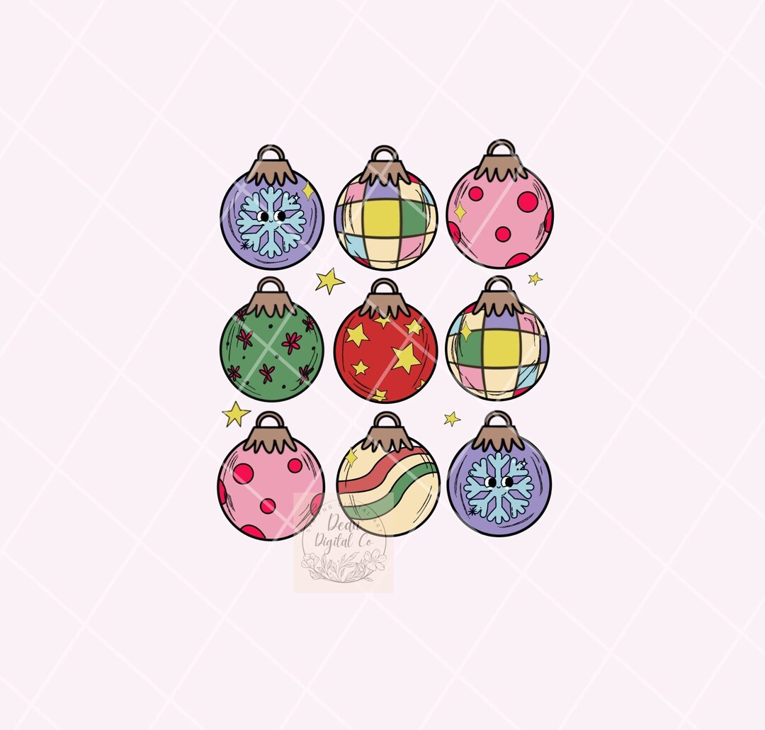 Christmas Ornament PNG, Retro Christmas PNG, Groovy Christmas Png ...