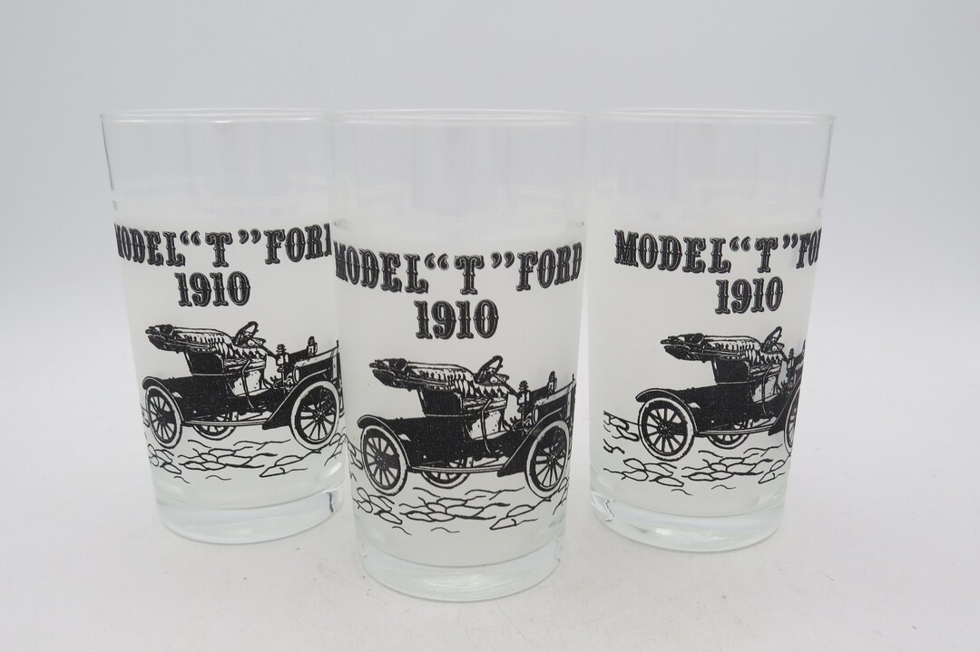Vintage Ford Model T Automobile Glasses, Set of 3, 10 Oz, Classis Cars ...