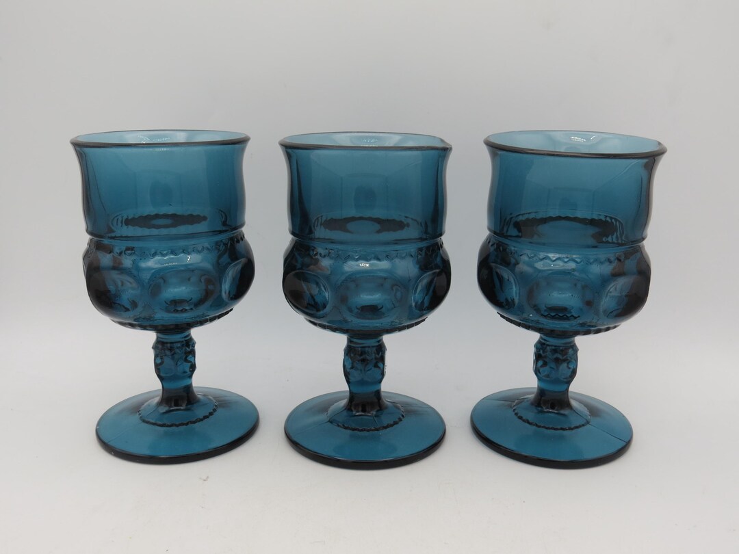 Indiana Glass Kings Crown Teal Goblets: Set of 2 or 3 - Etsy