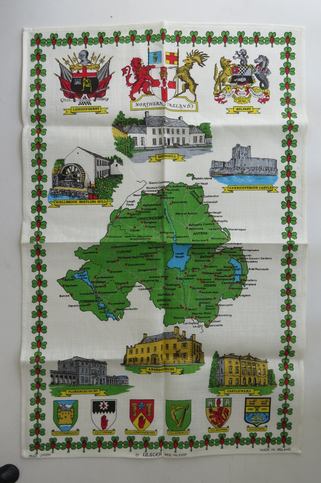 Irish Linen Tea Towel: Northern Ireland Map Kitchen Decor - Etsy